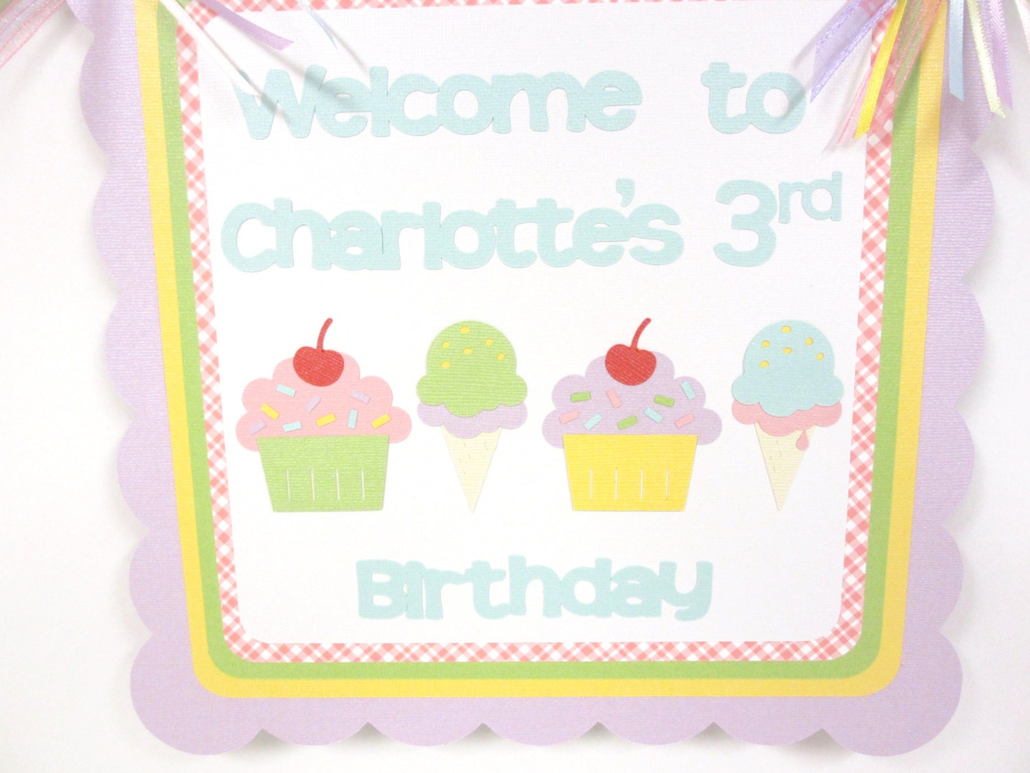 Pastel Ice Cream and Cupcakes Door Welcome Sign Banner | Etsy