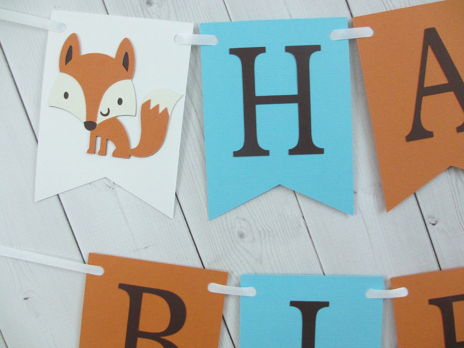 Fox Birthday Party Baby Shower Flag Pennant Banner Sign Orange | Etsy