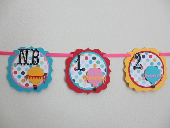 Hot Air Balloon 12 Month First Year Photo Banner Sign Birthday Party ...