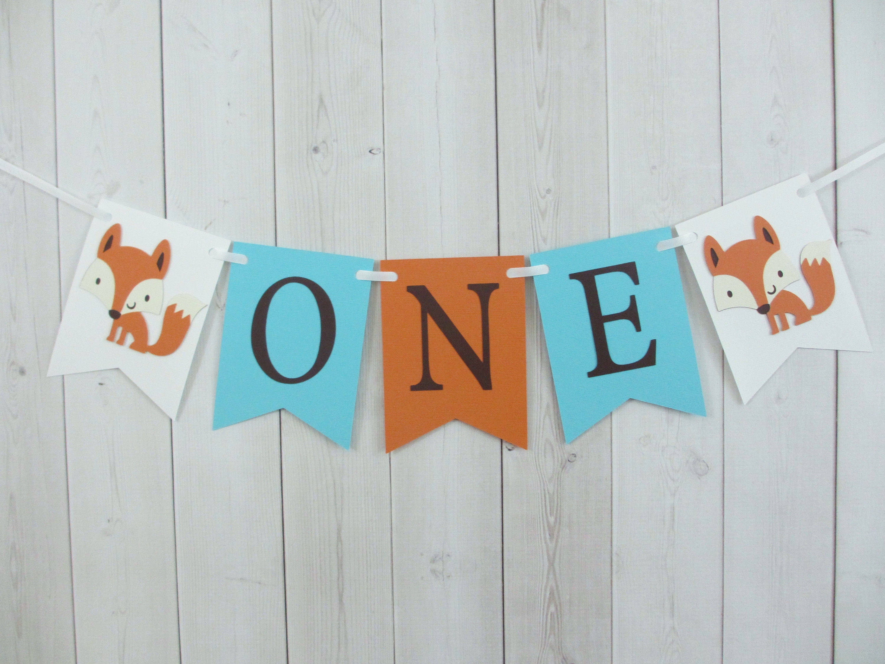 Fox ONE Age High Chair Birthday Party Baby Shower Flag Pennant | Etsy