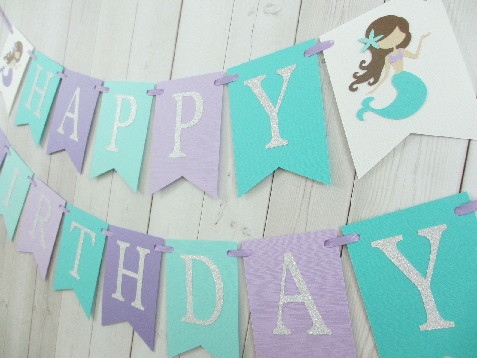 Mermaid Birthday Party Baby Shower Flag Pennant Banner Sign - Etsy