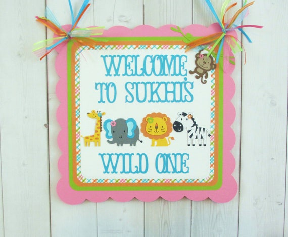 Safari Jungle Animal Door Welcome Sign Banner Birthday Party Baby ...