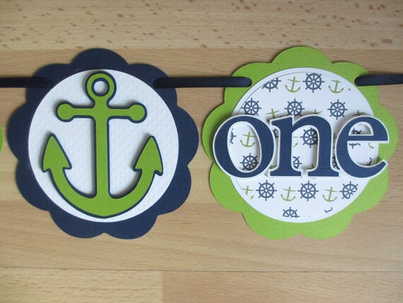 Nautical Anchor I Am 1 Age Highchair Banner Sign Birthday Party Shower ...