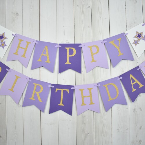 Banners & Signs Lilac & Dark Purple Pennant Flags Two Tone Purple Happy ...