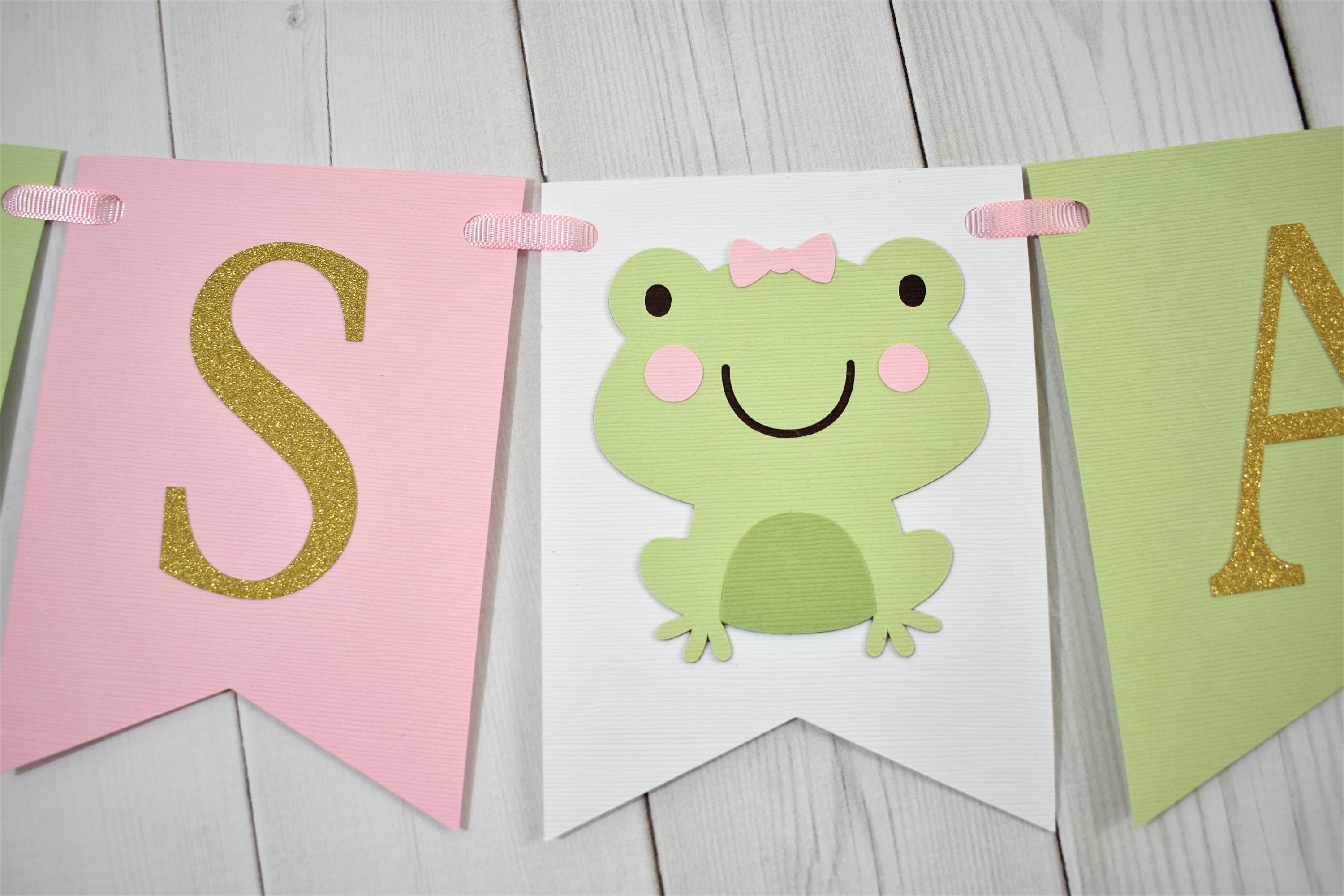 Frog Baby Shower Birthday Party It's A Girl Flag Pennant | Etsy