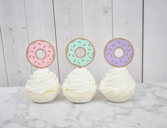 Donut Doughnut Cupcake Cake Toppers Pick Birthday Party Shower Set of ...