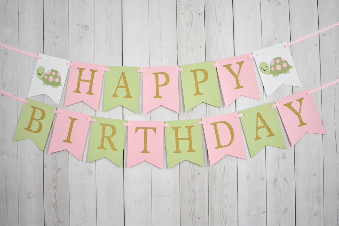 Turtle Birthday Party Baby Shower Flag Pennant Banner Sign - Etsy