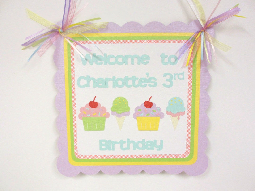 Pastel Ice Cream and Cupcakes Door Welcome Sign Banner - Etsy