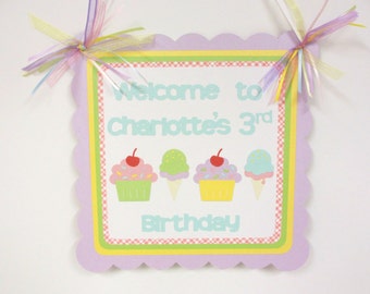 Pastel Cupcake Door Welcome Sign Banner Birthday Party Shower | Etsy