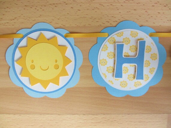 Sunshine Sun Birthday Party Shower Banner Sign Summer Blue Yellow by ...