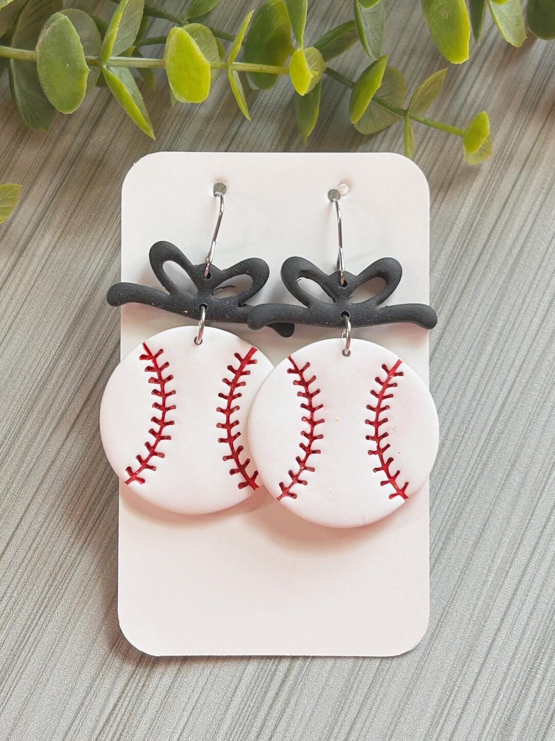 Classic Size, Handpainted Clay Baseball With a Black Clay Bow. - Etsy