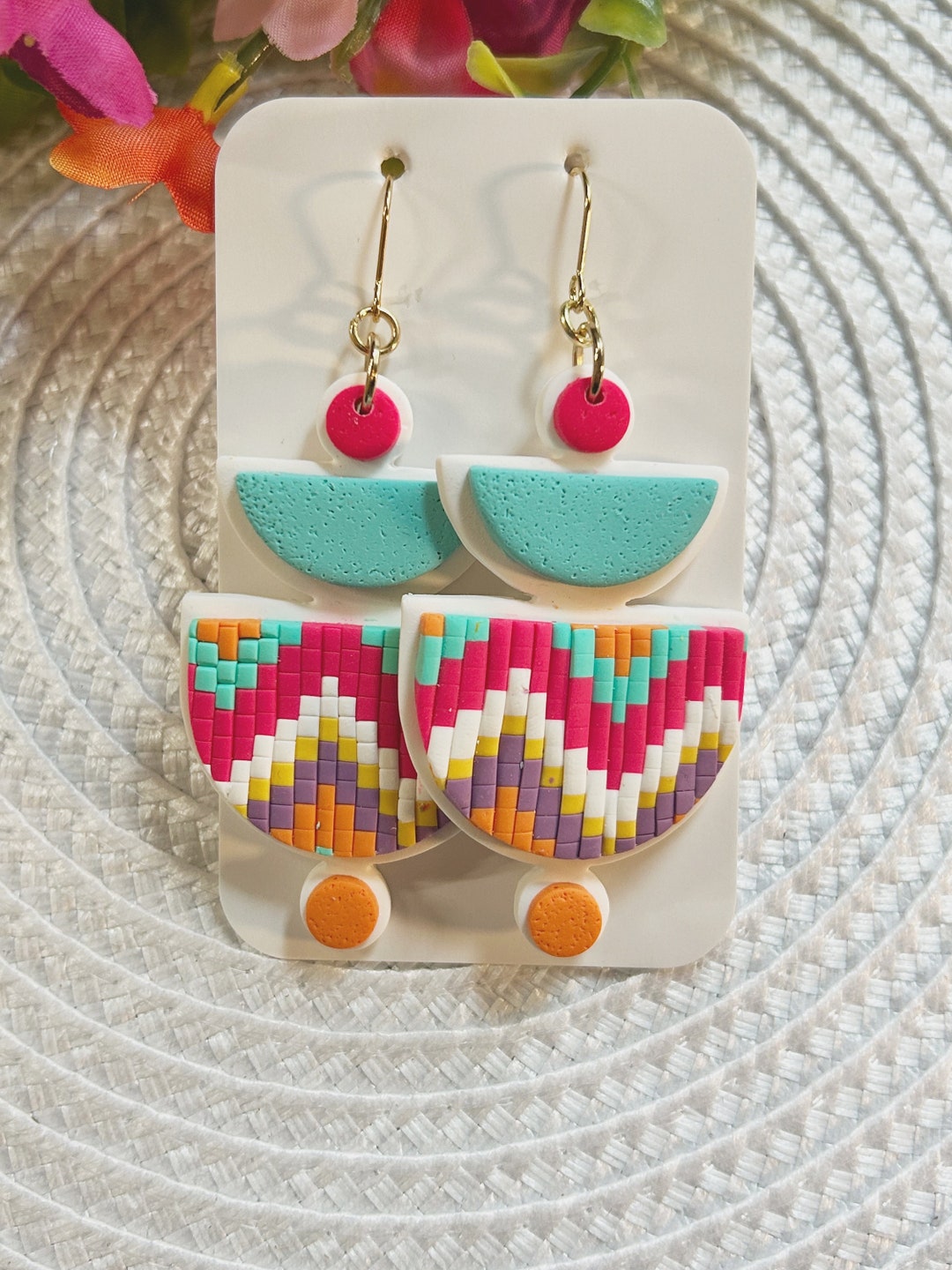 Large Size, Layered Hot Pink, Teal, Purple, Yellow, White and Orange ...