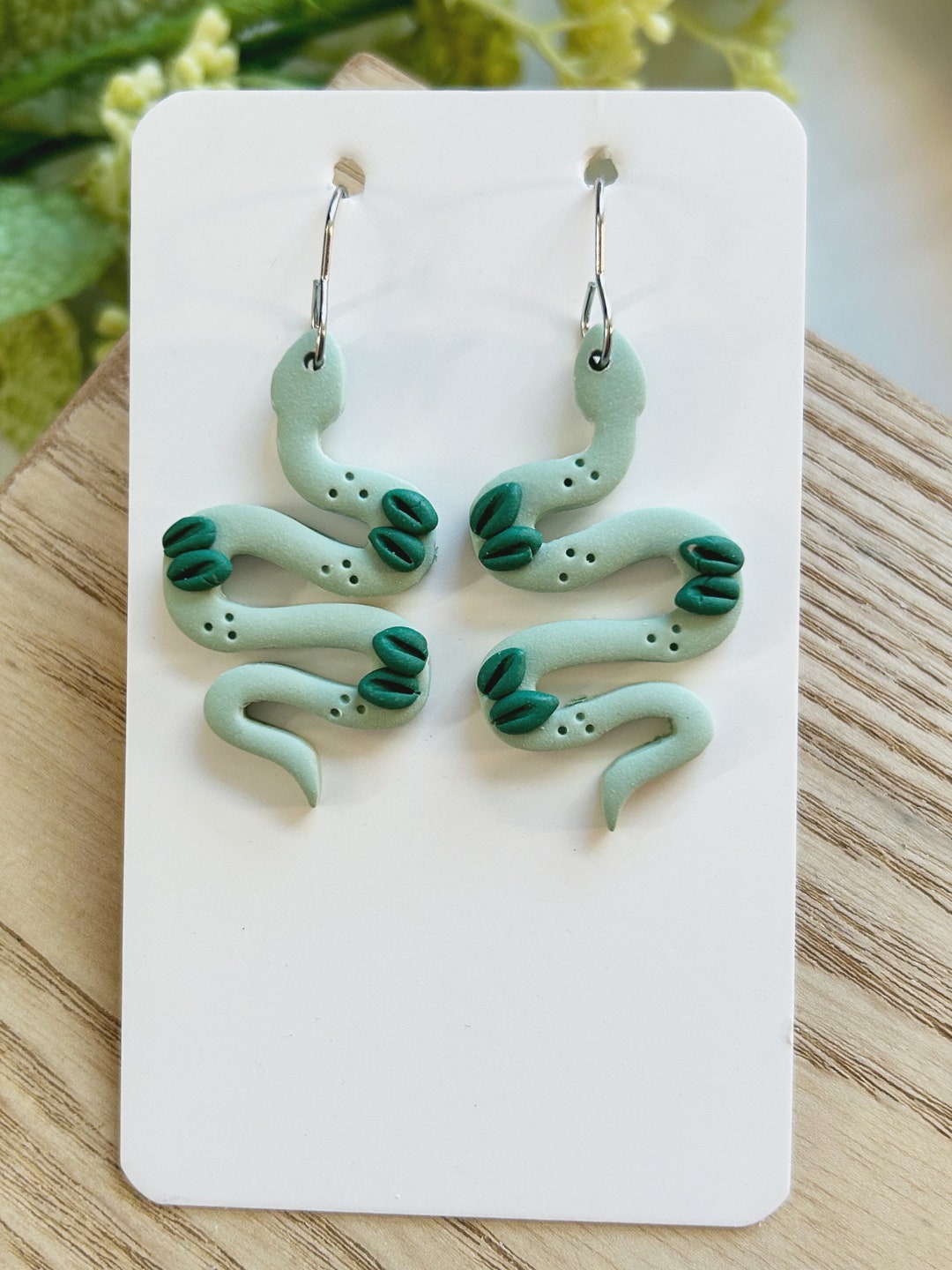 Classic Size, Light Green Snake With Green Leaves - Etsy
