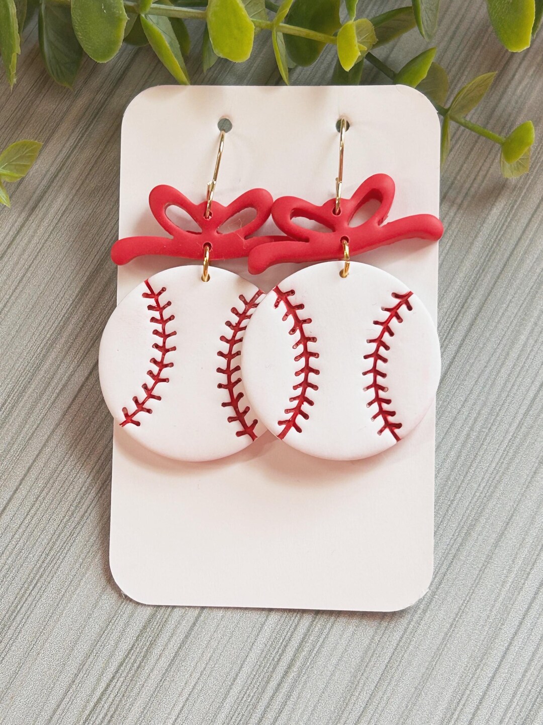 Classic Size, Handpainted Clay Baseball With a Red Clay Bow. - Etsy