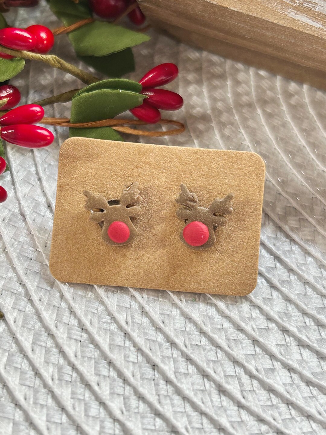 Rudolph the Red Nosed Reindeer Clay Stud Earring - Etsy