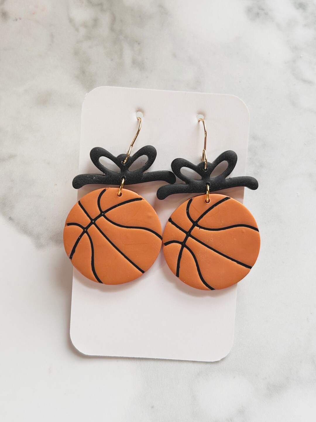 Classic Size, Handpainted Clay Basketball With a Black Clay Bow. - Etsy