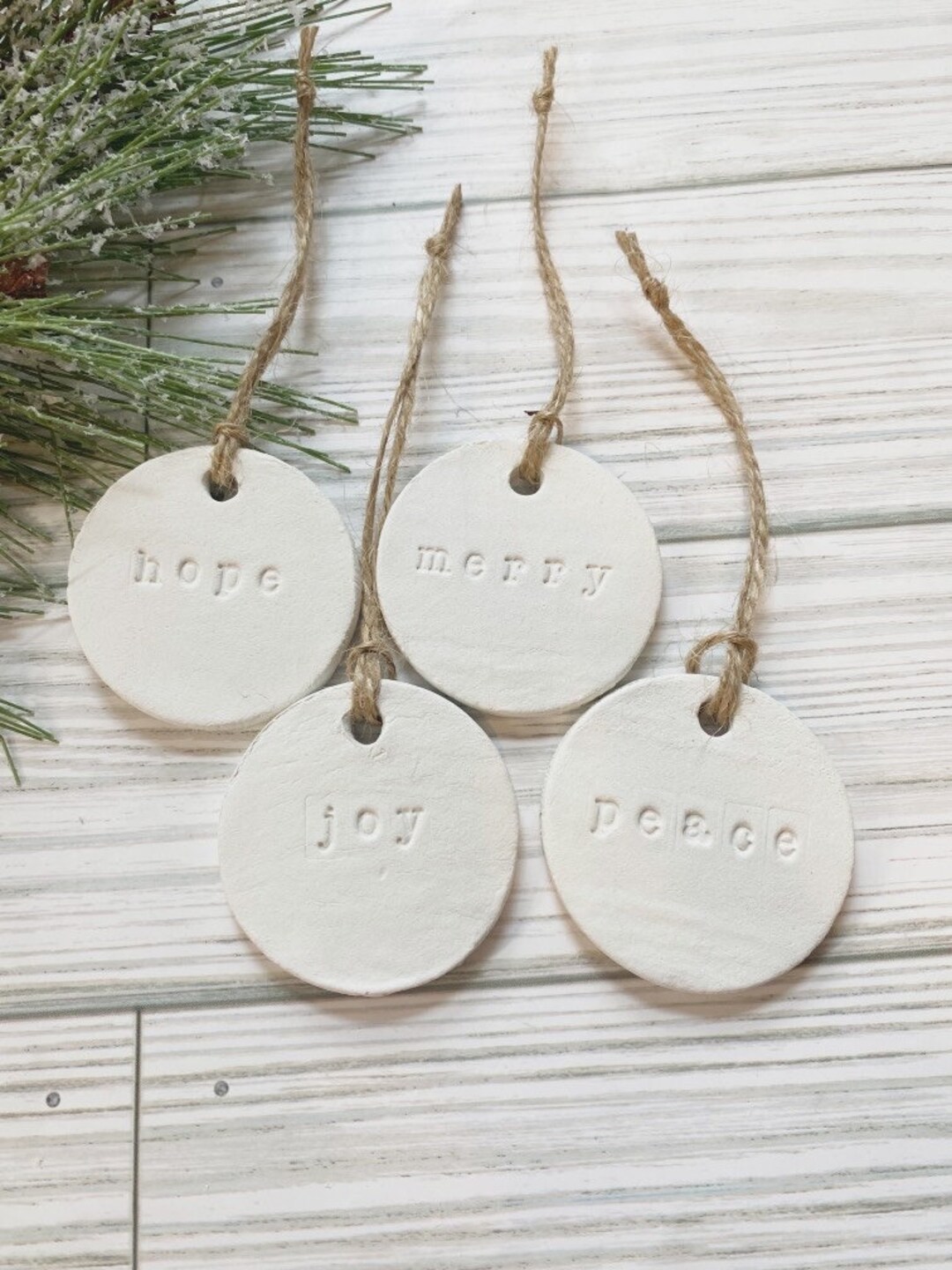 Hope Joy Peace Merry Clay Ornament Set - Etsy