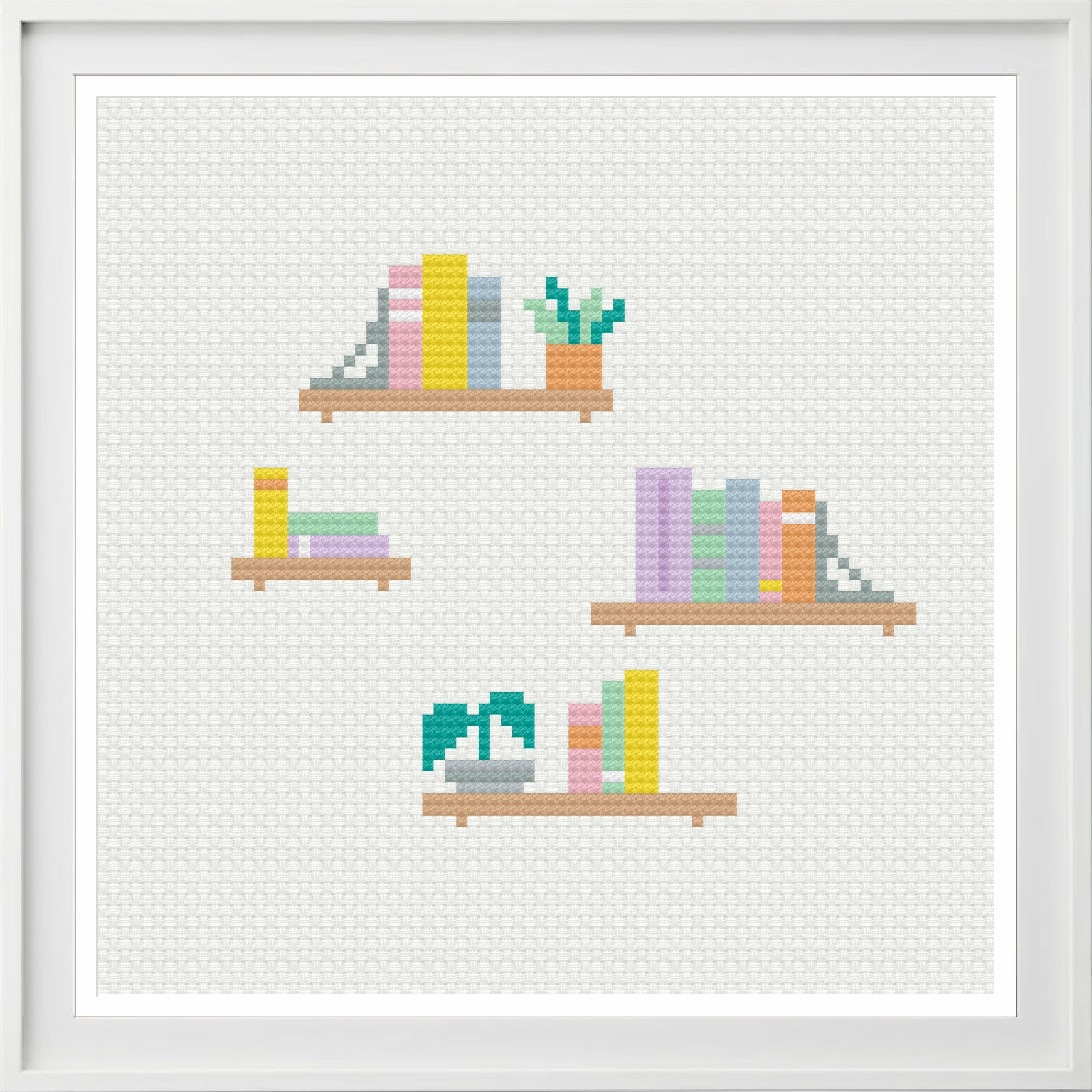 Bookshelf Cross Stitch Pattern Pretty Little Bookshelf With | Etsy ...