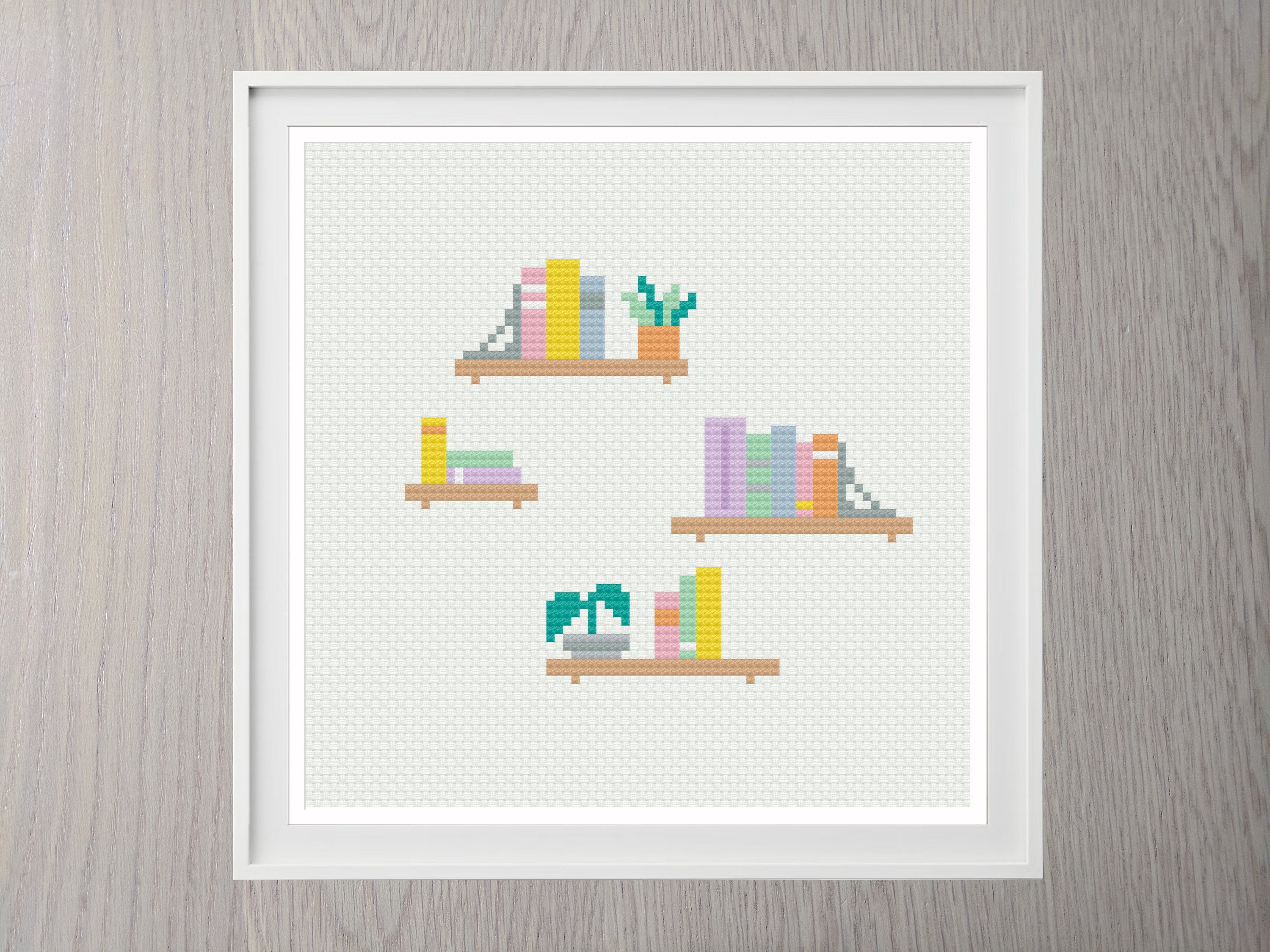 Bookshelf Cross Stitch Pattern Pretty Little Bookshelf With | Etsy ...