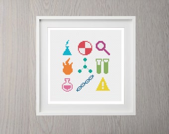 Cross Stitch Kit Chemistry Lab Science Modern | Etsy