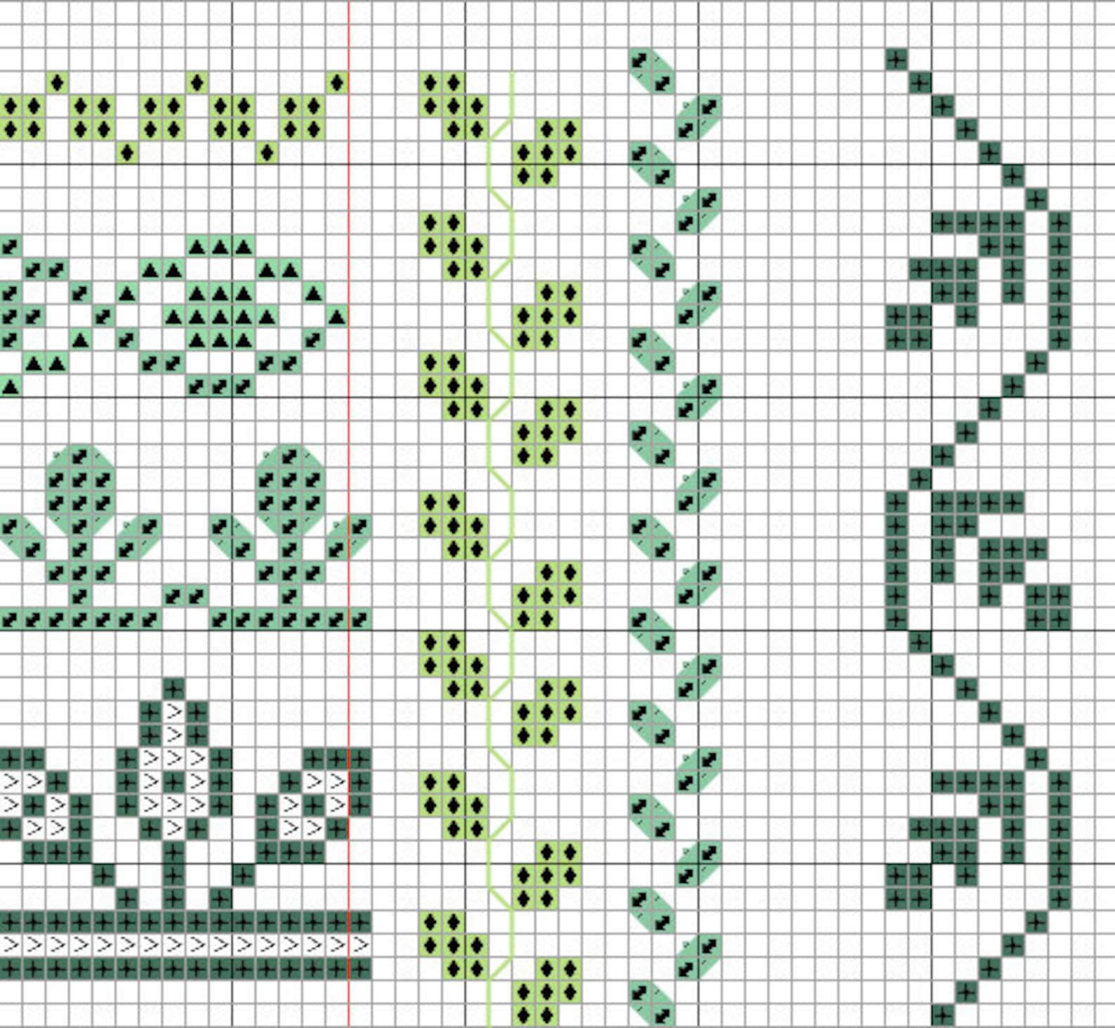Cross Stitch Borders Pattern Leaf Vine Floral Instant - Etsy Norway