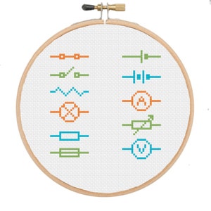 Circuit Symbols Science Cross Stitch Pattern, Instant Download, Modern ...