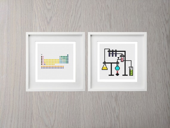 Chemistry Cross Stitch Patterns Set of Two Modern Simple - Etsy
