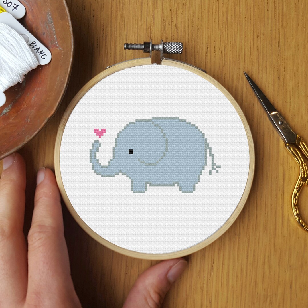 Mini Cute Elephant Cross Stitch Pattern Downloadable PDF, Small Modern ...