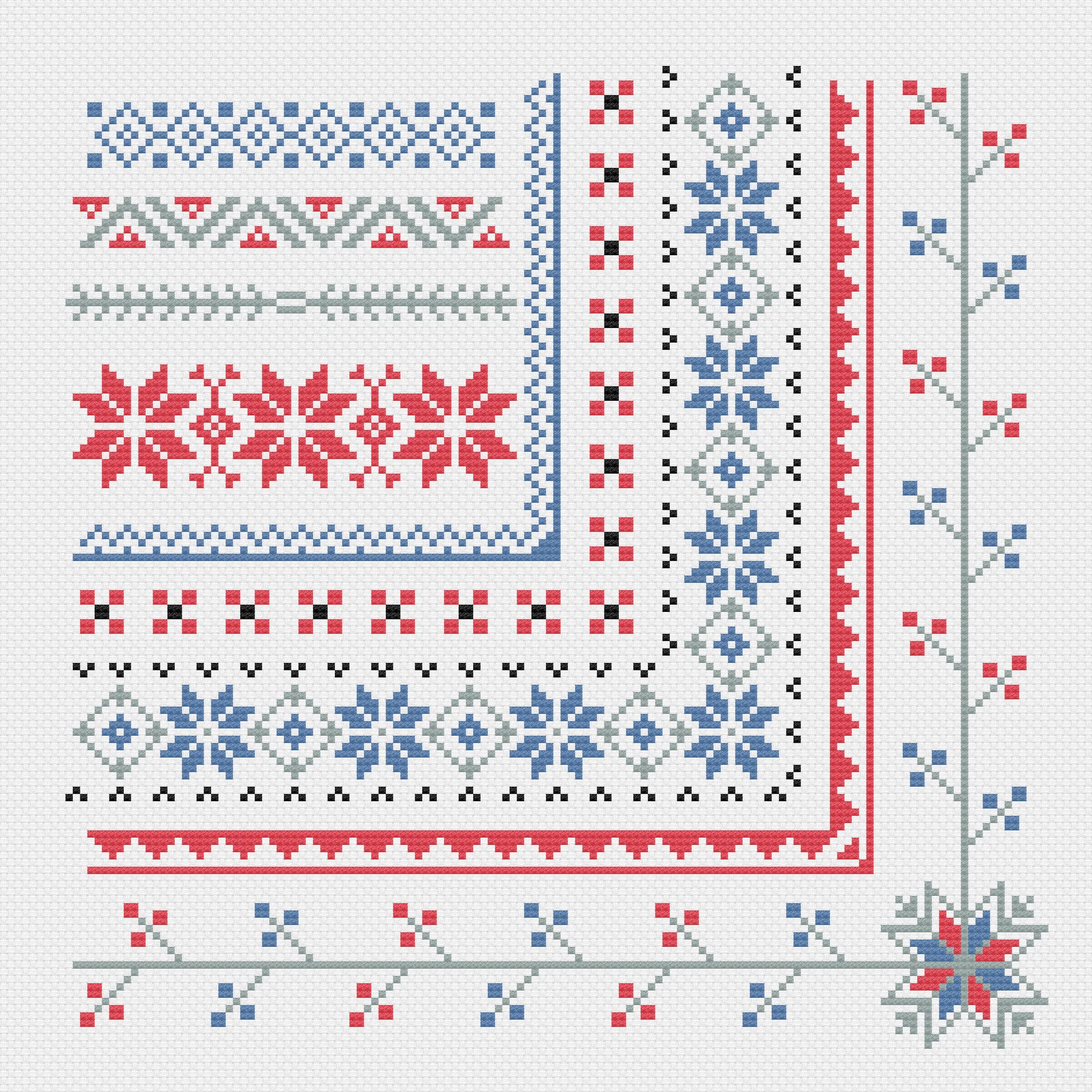 Cross Stitch Borders Pattern Modern Border Nordic - Etsy Norway