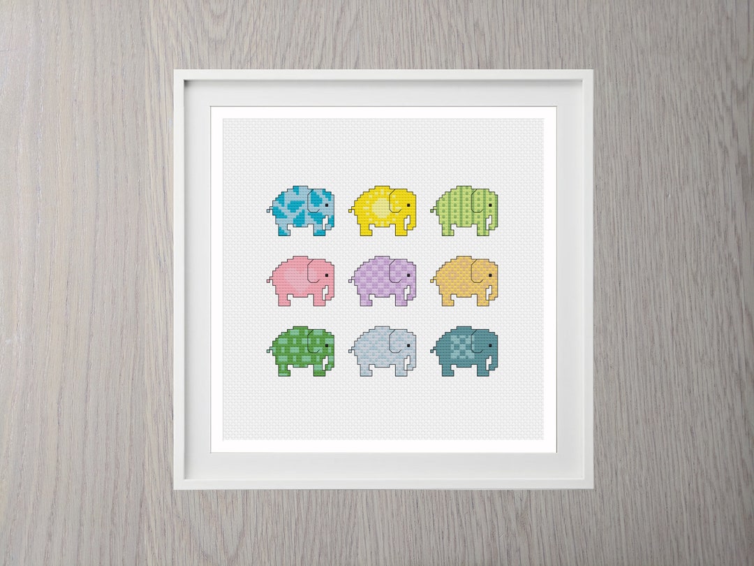 Mini Elephants Cross Stitch Pattern, Instant Download, Modern, Easy ...