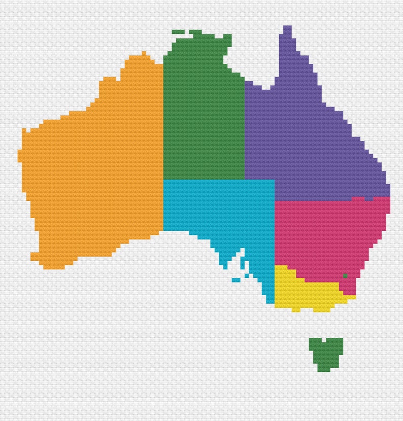 Australia Map Cross Stitch Pattern, Instant Download, Geography, Modern ...