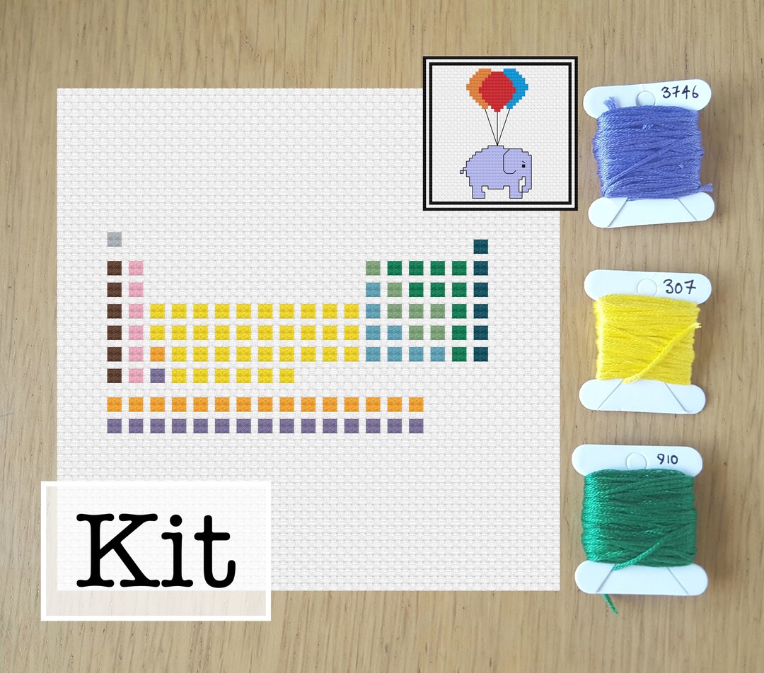 Mini Periodic Table Cross Stitch Kit, Free Postage, Kids, Science ...