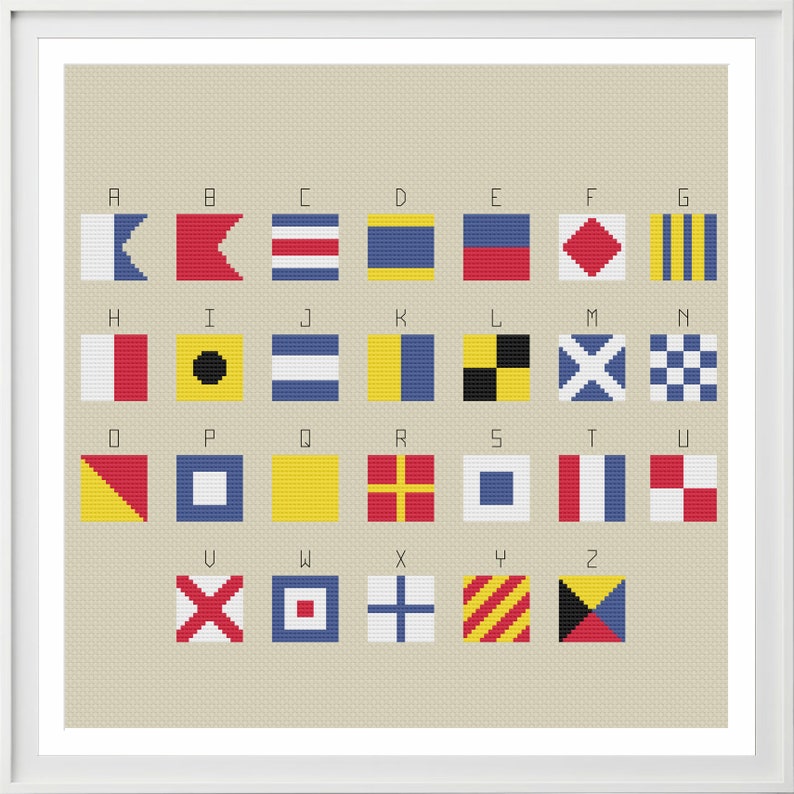 Nautical Flag Alphabet Cross Stitch Pattern PDF | Maritime Flags ...