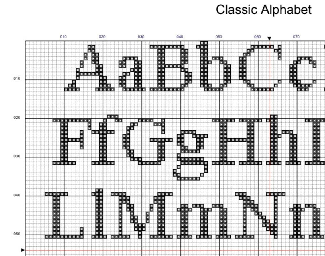 Cross Stitch Alphabet With Numbers and Punctuation Cross Stitch Pattern ...