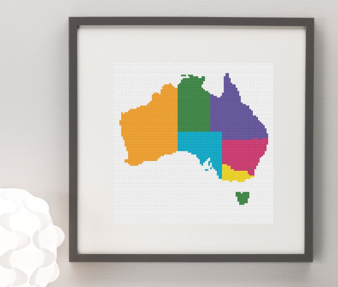 Australia Map Cross Stitch Pattern, Instant Download, Geography, Modern ...