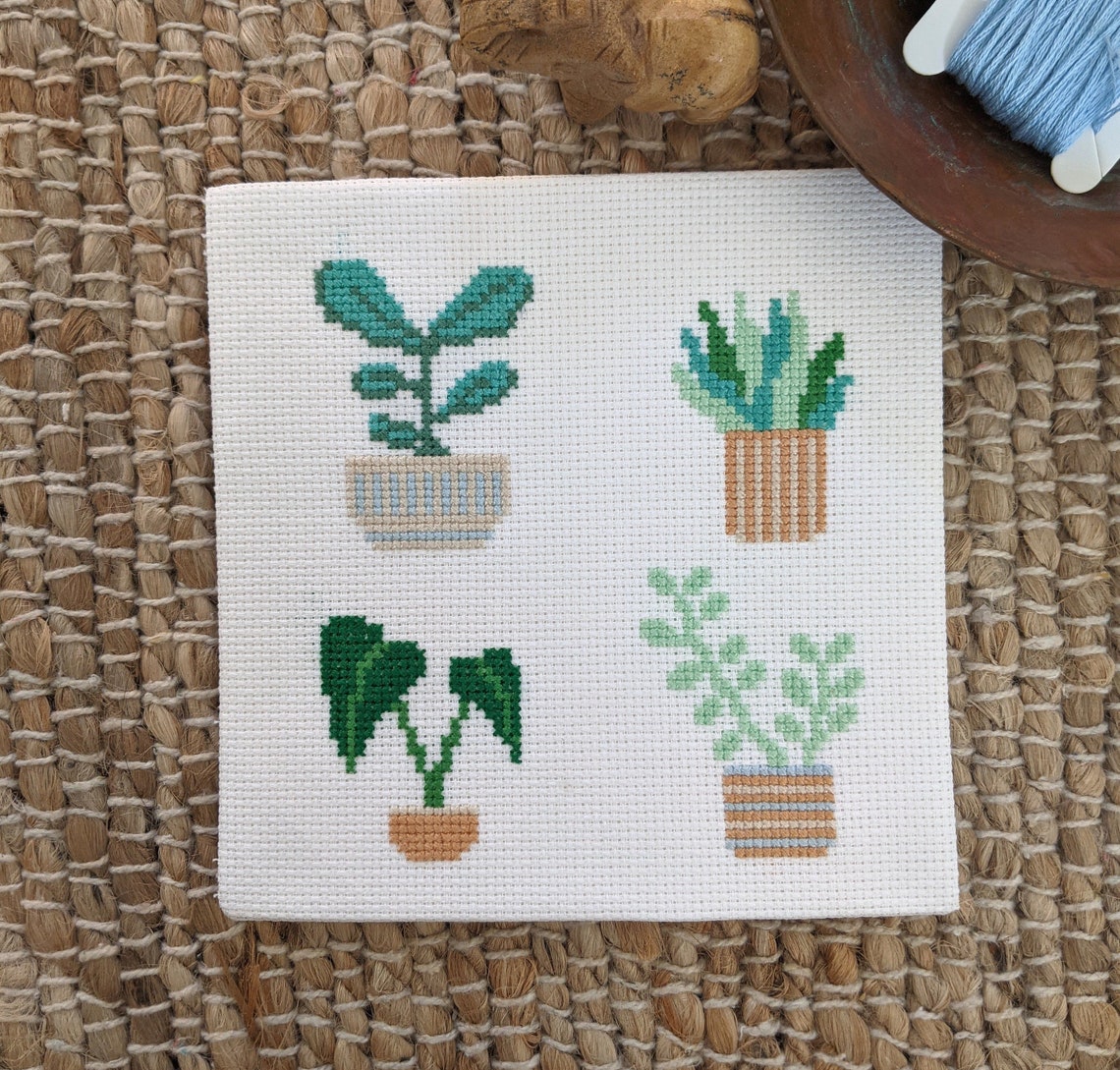 Mini Pot Plants Cross Stitch Pattern Instant Download | Etsy
