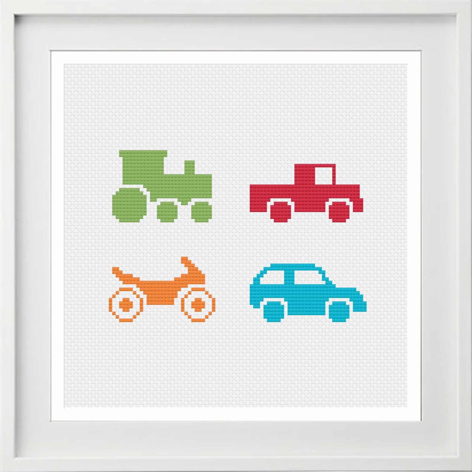 Boys Toys Cross Stitch Pattern (train, Motorbike, Ute, Car), Instant ...