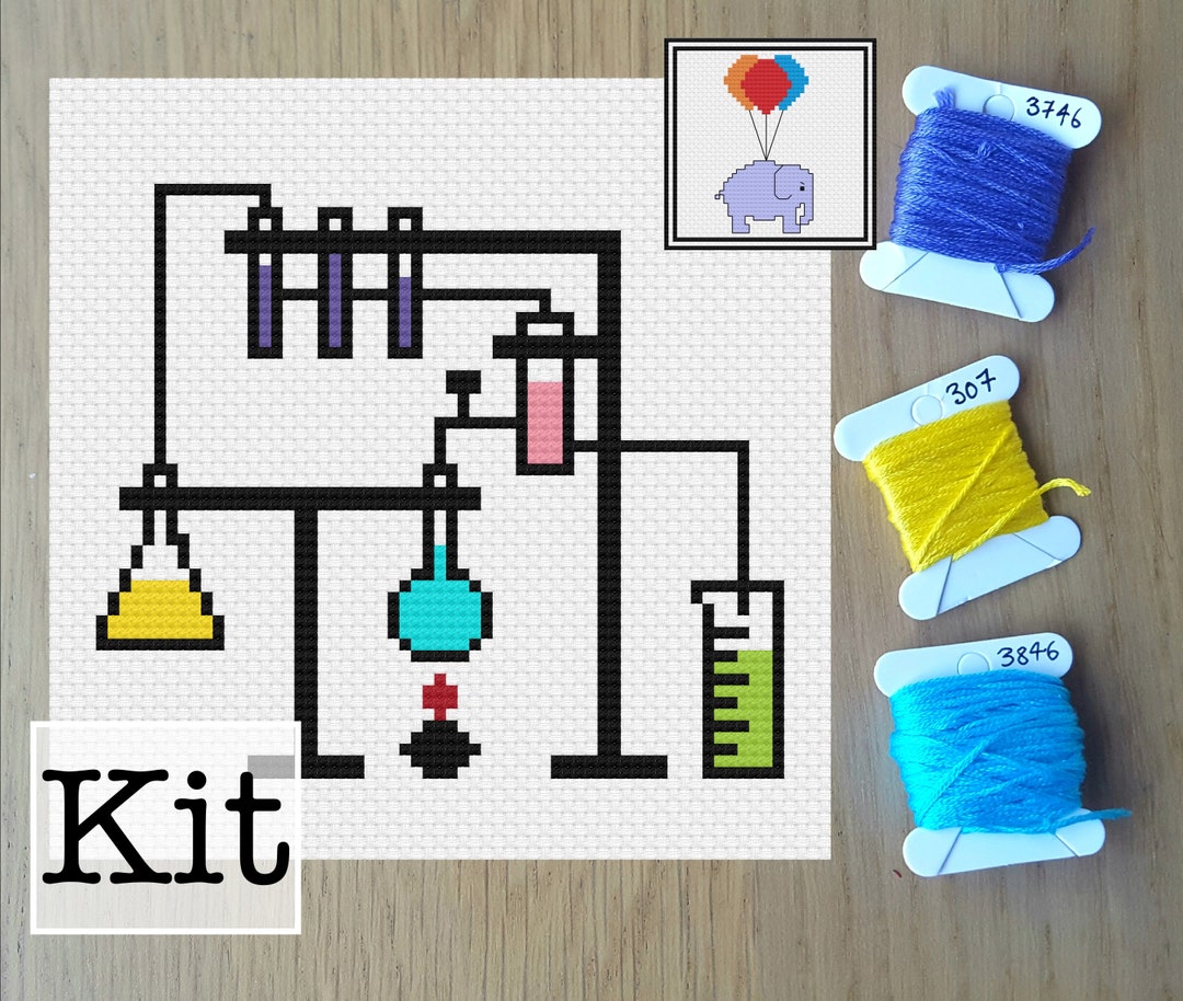 Cross Stitch Kit Chemistry Lab Science Modern - Etsy
