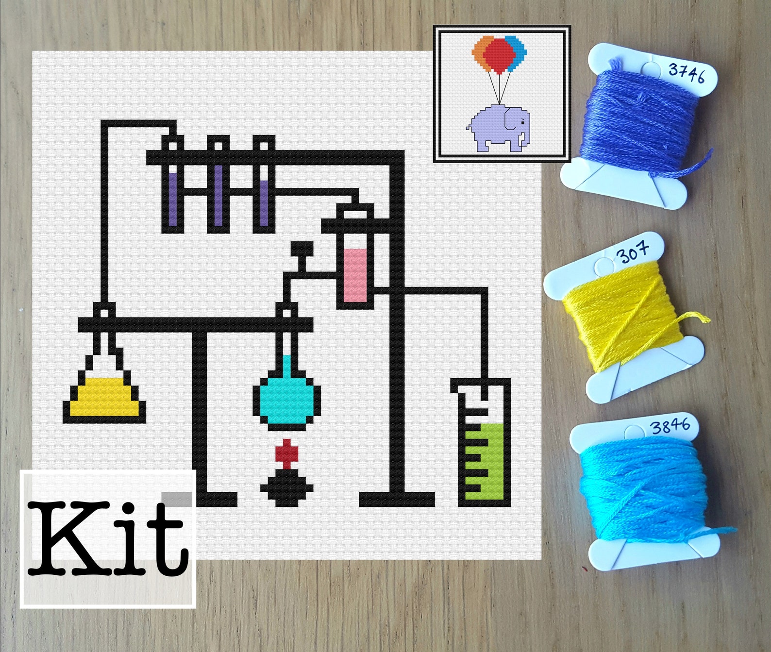 Cross Stitch Kit Chemistry Lab Science Modern | Etsy