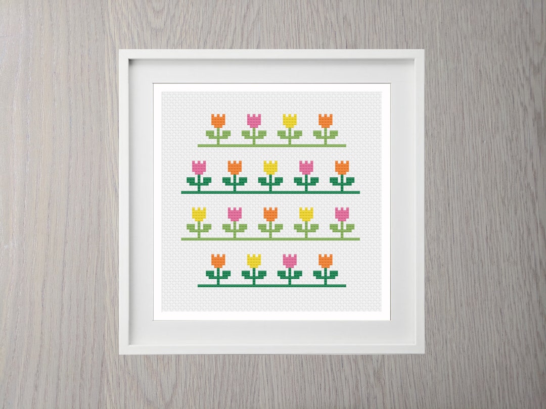 Tulips Cross Stitch Pattern, Instant Download, Modern, Flowers, Floral ...