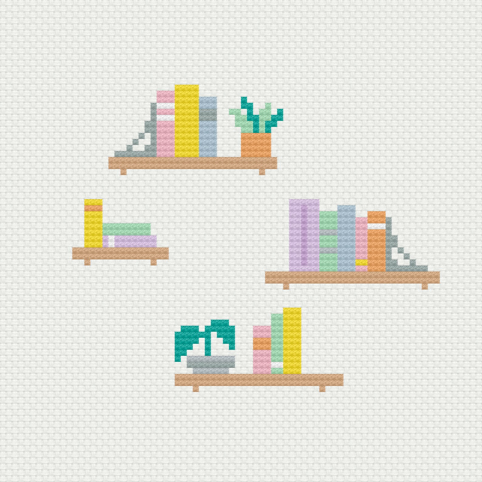 Bookshelf Cross Stitch Pattern Pretty Little Bookshelf With | Etsy ...