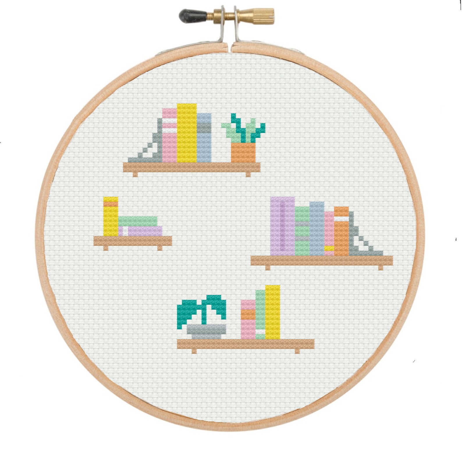 Bookshelf Cross Stitch Pattern Pretty Little Bookshelf With | Etsy ...