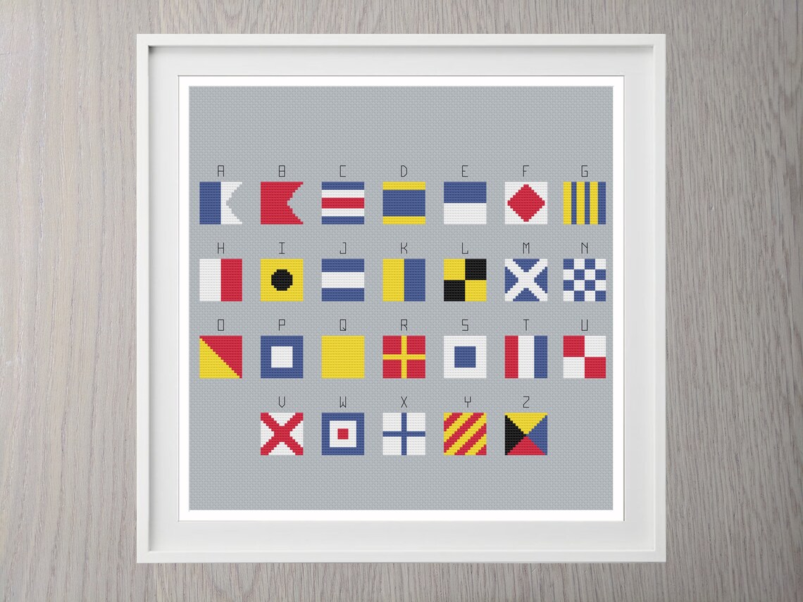 Nautical Flag Alphabet Cross Stitch Pattern PDF Maritime | Etsy