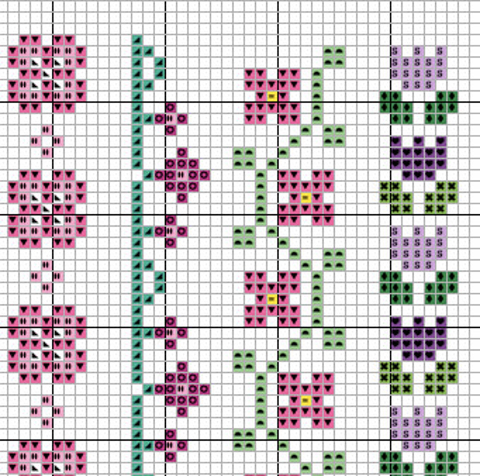 Cross Stitch Borders Pattern Floral | Modern | Border | Instant ...