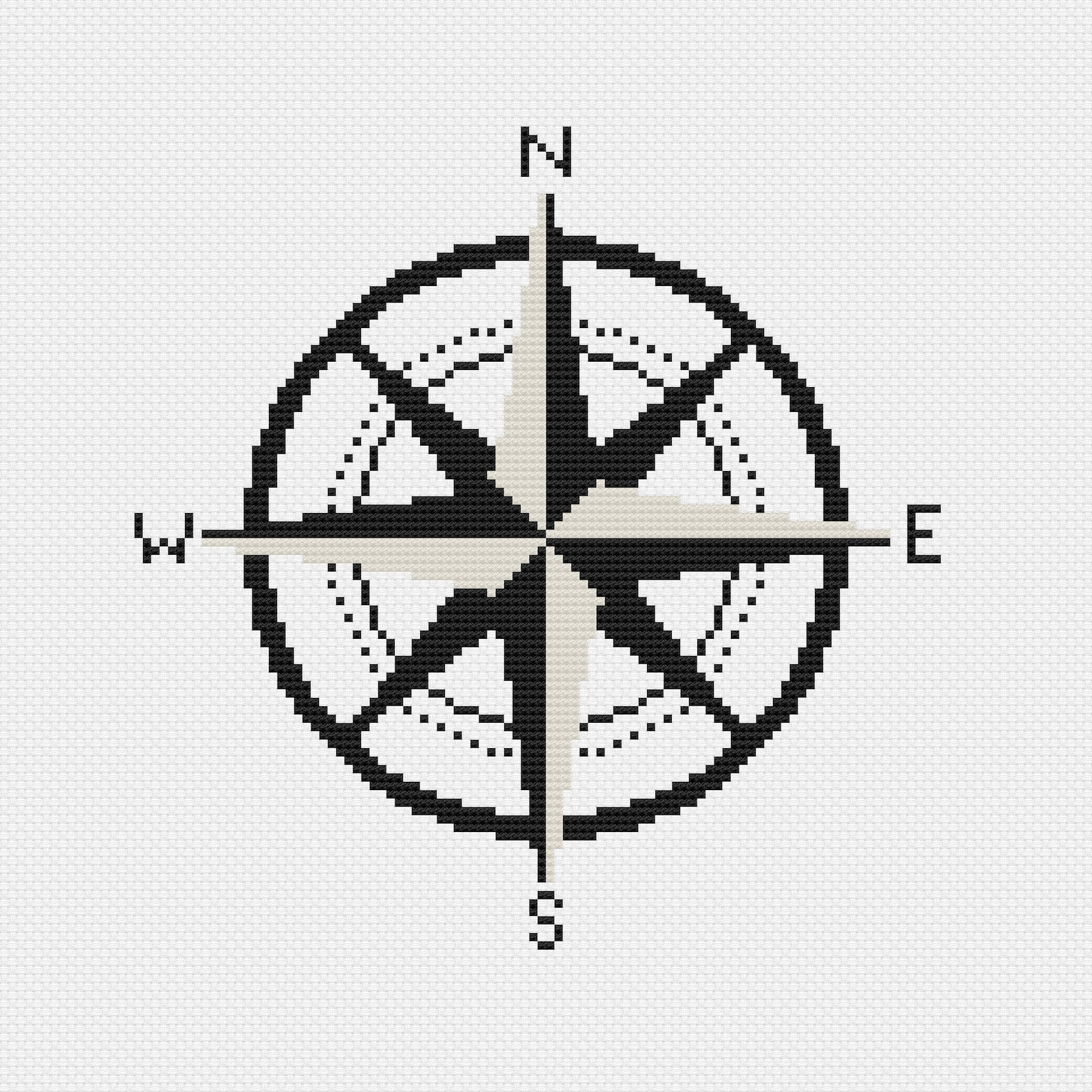 Compass Rose Cross Stitch Pattern, Instant Download, Simple, Nautical ...
