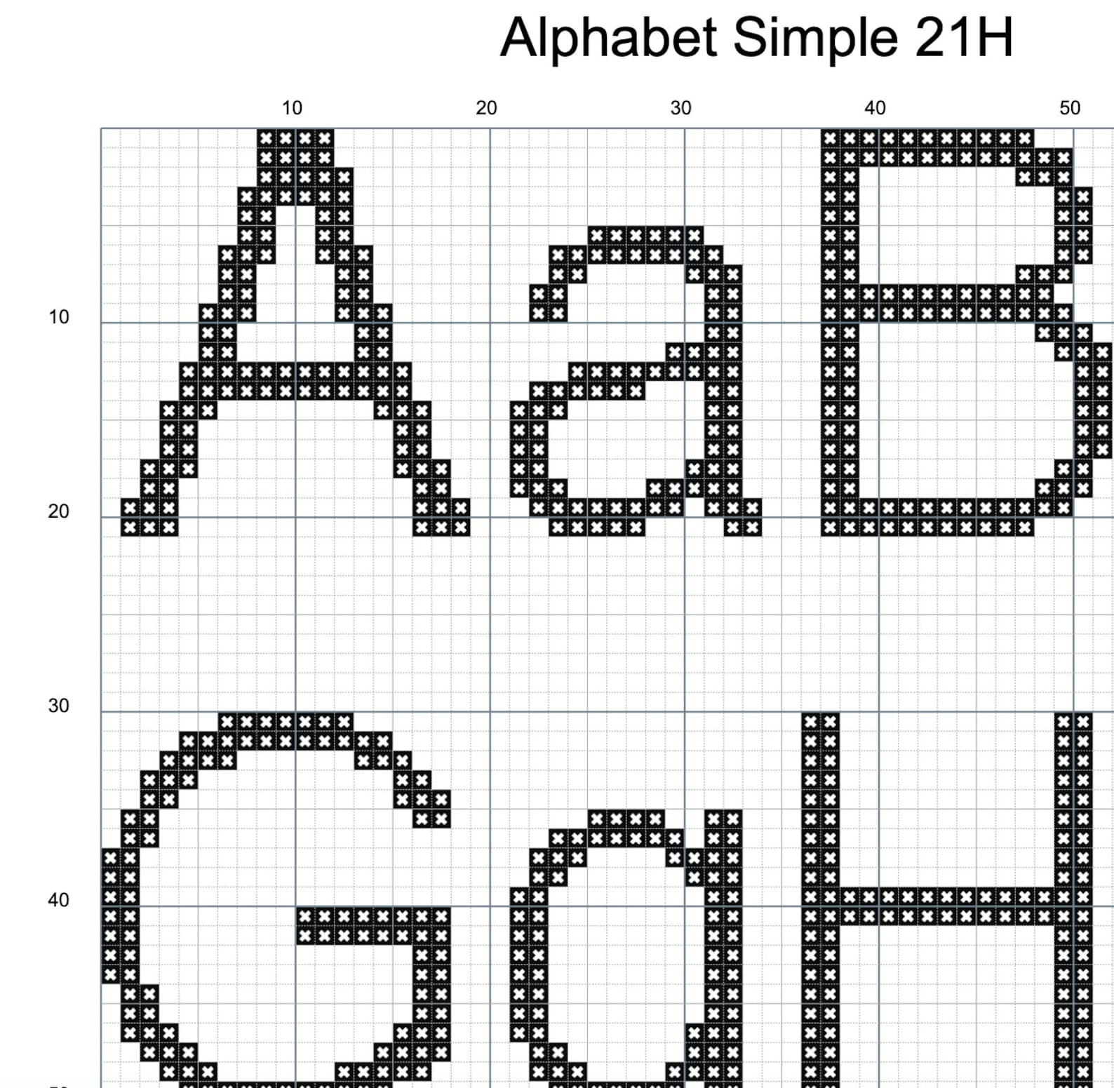Large Cross Stitch Alphabet Pattern With Punctuation and Numbers Cross ...