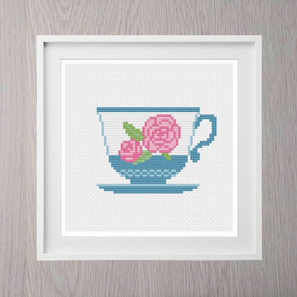 Cross Stitch Pattern Teacup Flowers - Etsy