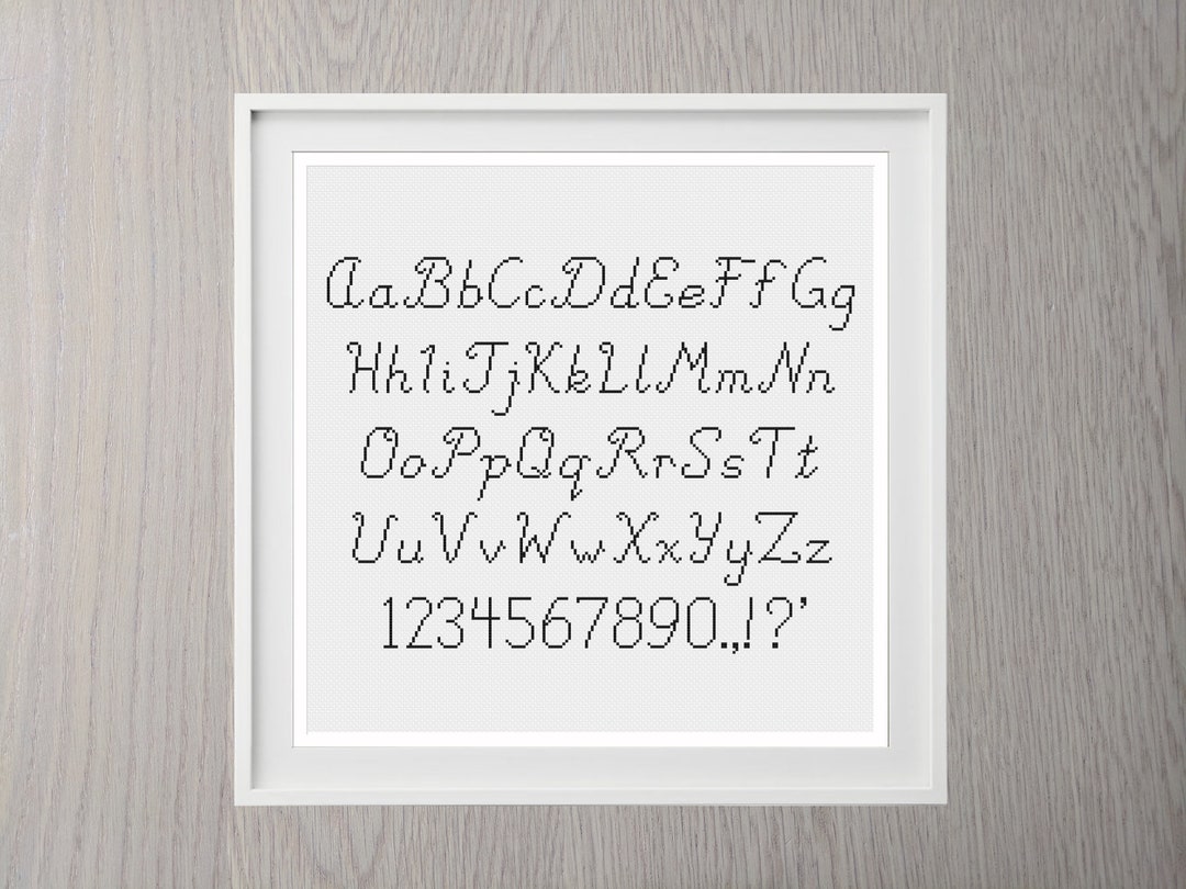 Cursive Cross Stitch Alphabet Letters With Numbers and Punctuation ...