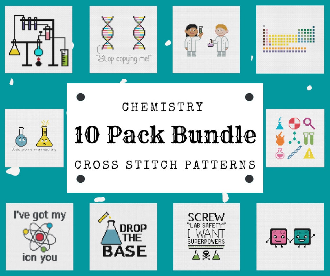 10 Pack Chemistry Cross Stitch Patterns Science Cross Stitch - Etsy ...
