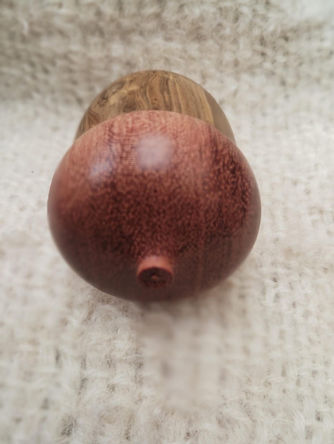 Pear Wood and Boxwood Acorn Trinket Box: Small Keepsake With Threaded ...